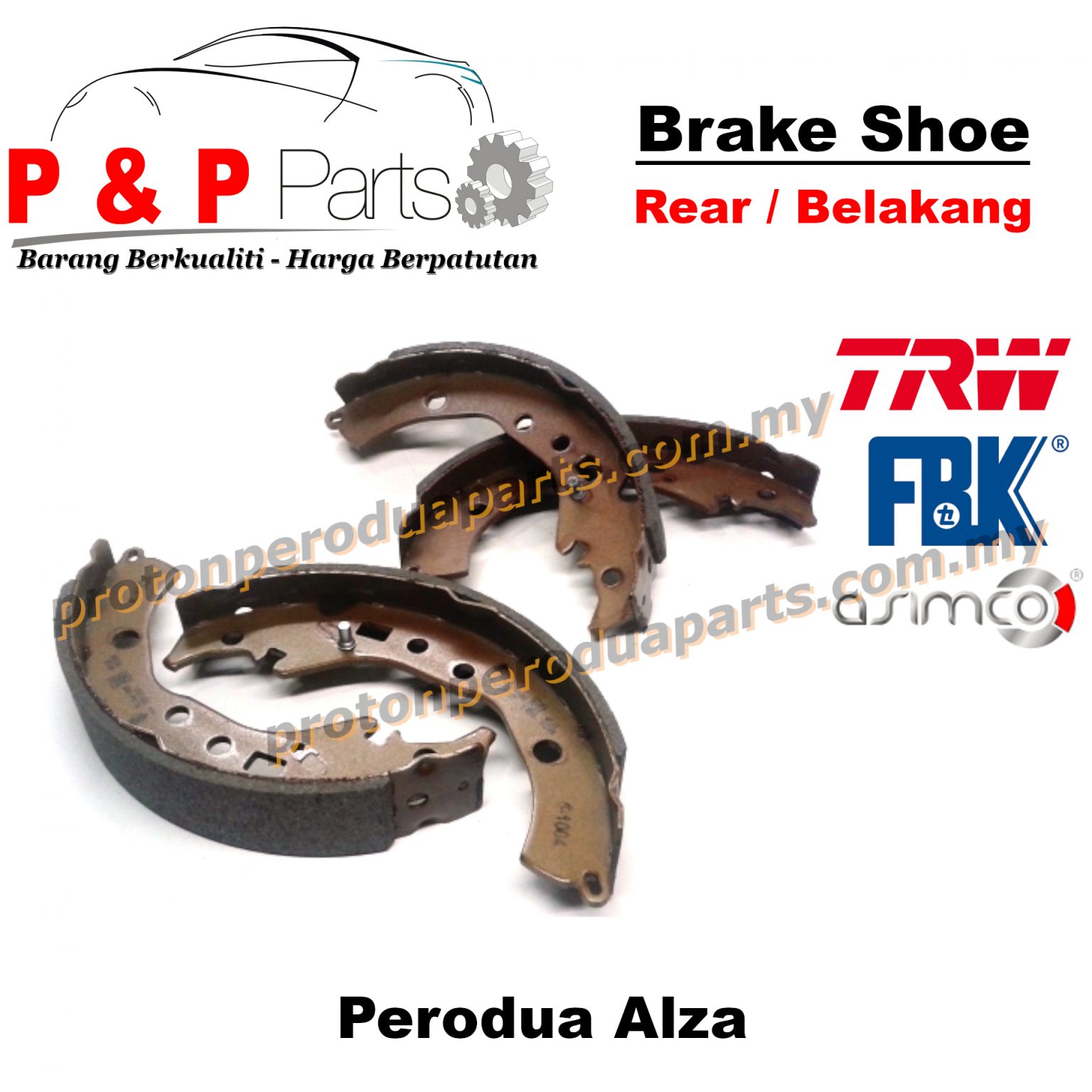 Rear Brake Shoe Lining Pad Belakang - Perodua Alza - Proton Perodua ...